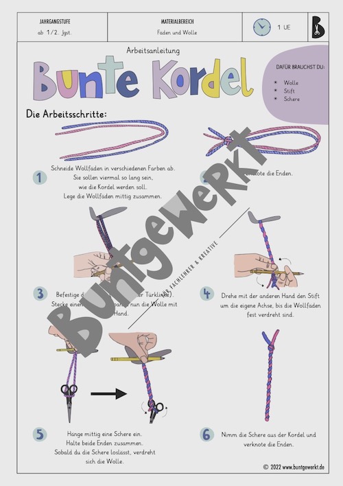 Bunte Kordel - Buntgewerkt