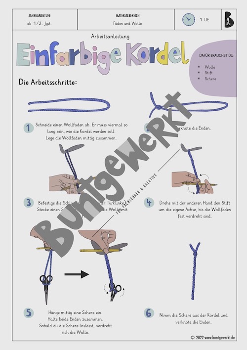 Einfarbige Kordel - Buntgewerkt - Für Fachlehrer Und Kreative