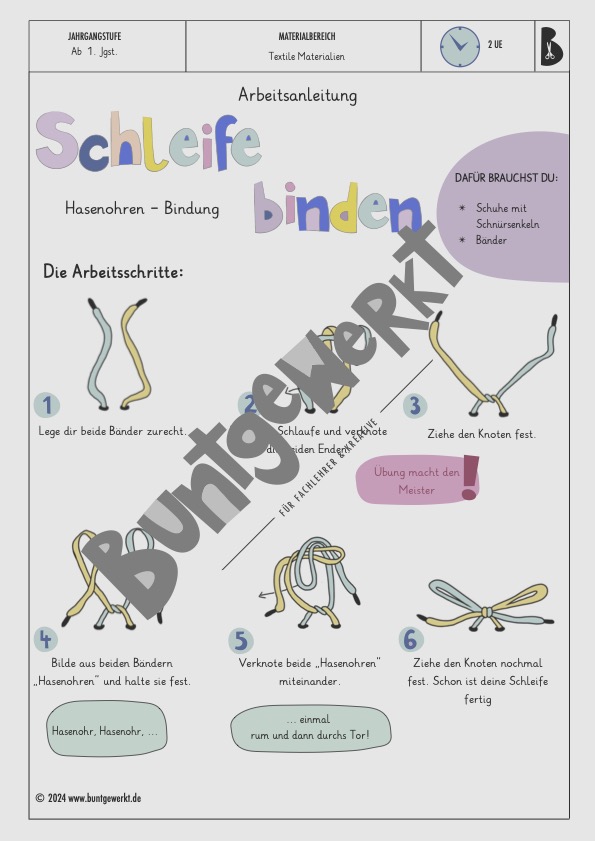 Schleife Binden - Buntgewerkt - Für Fachlehrer Und Kreative